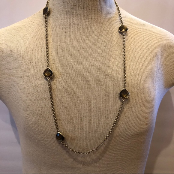 LOFT | Jewelry | Loft Necklace Long Silver Tone Chain With Teardrop ...